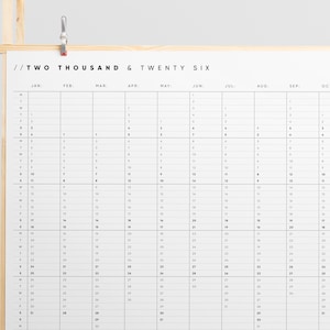 2026 Printable Yearly Wall Planner | Minimal A2 & A1 Landscape Calendar ...