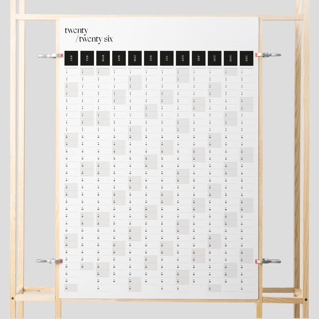 Printable PDF | 2026 Full Year Wall Planner | A2 & A1 Portrait Year ...