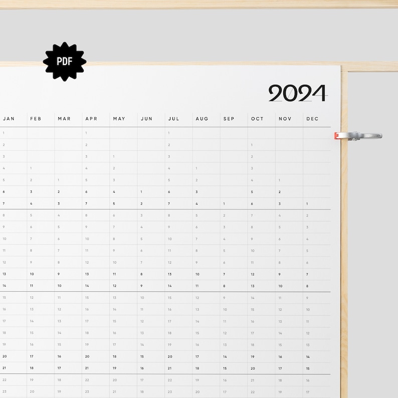 Printable PDF 2024 Minimal Portrait Wall Planner A2 & A1 Full Year ...