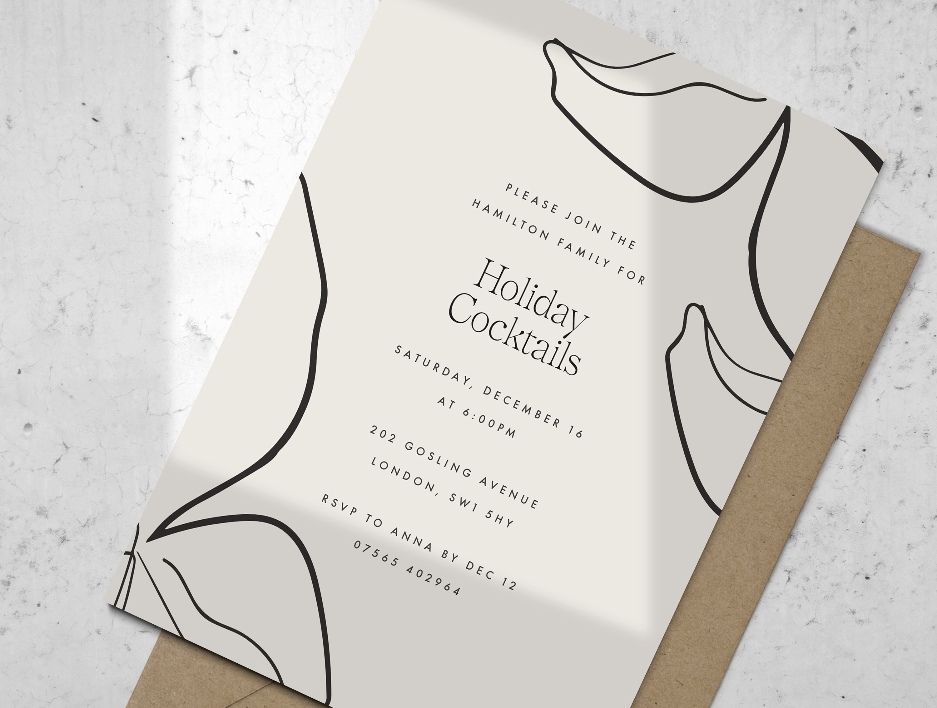 Minimal Botanical Party Invitation | Custom PDF Invite | Holiday Party ...