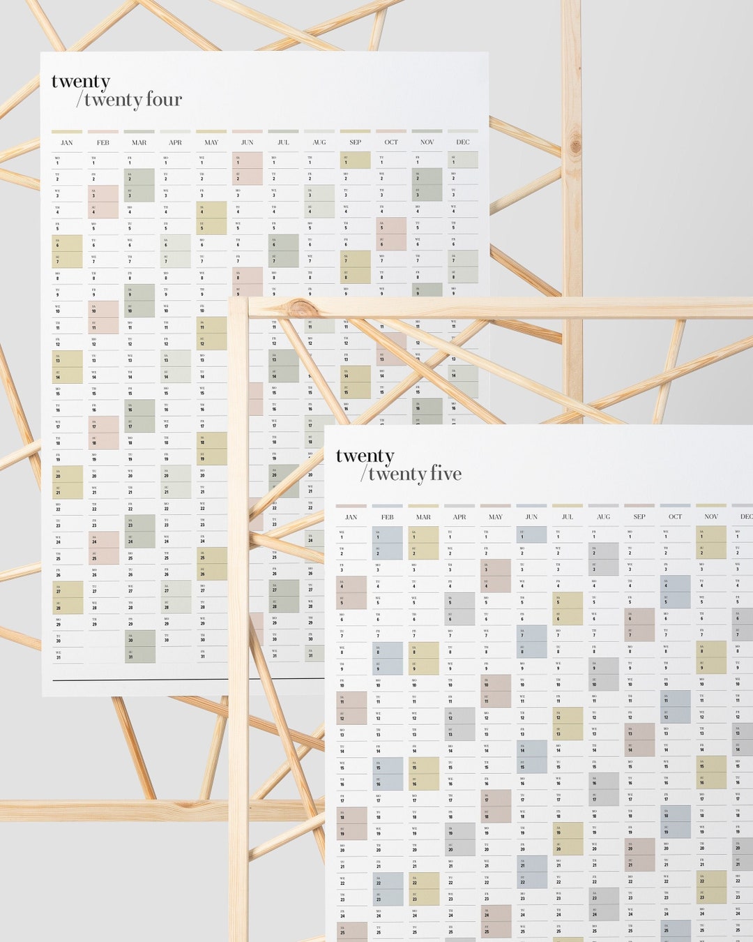Printable PDF | A2 Wall Planner Duo | 2024 + 2025 | Portrait Wall ...