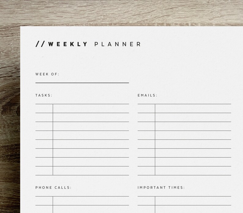 Weekly Task Planner Printable | Planner Pages | to Do List | Minimalist ...