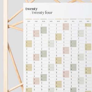 Printable PDF A2 Wall Planner Duo 2024 2025 Portrait Wall Calendar 12 ...