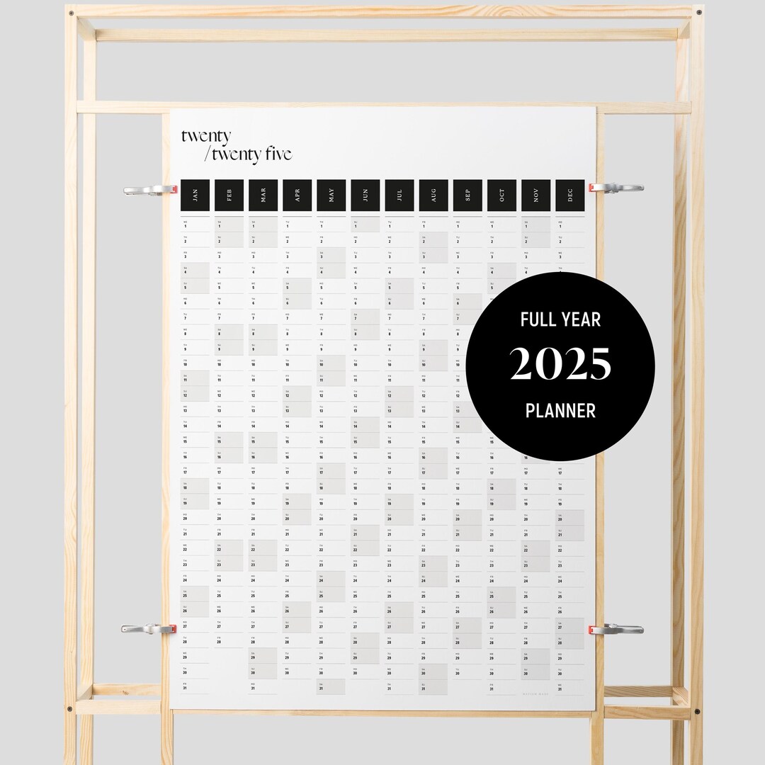 Printable PDF 2025 Full Year Wall Planner A2 & A1 Portrait Yearly Wall ...