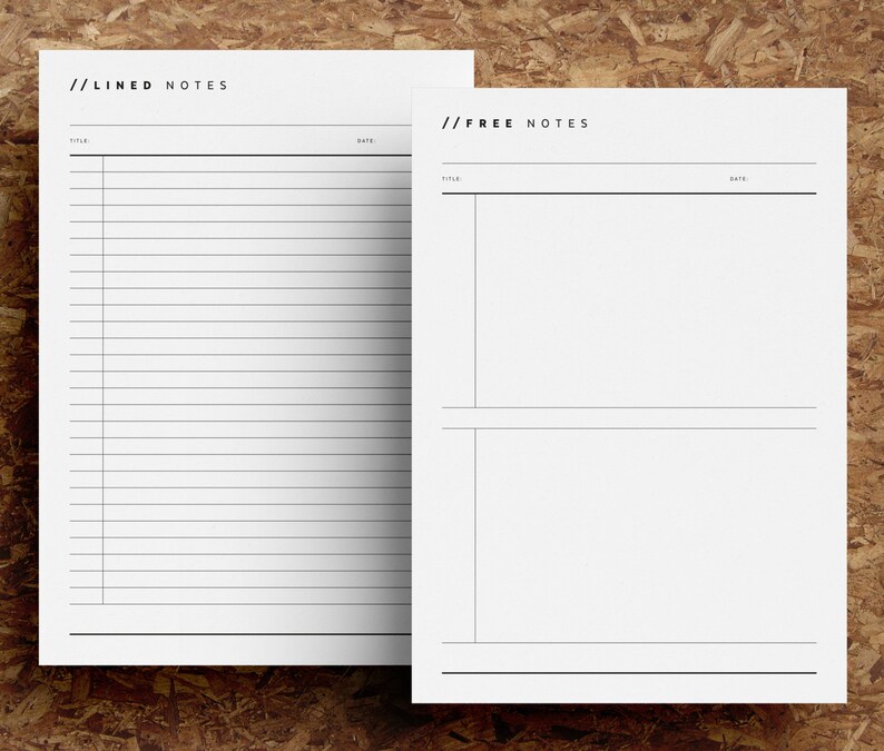 Everyday Printable Notes | Lined & Blank Undated Pages | Minimalist ...