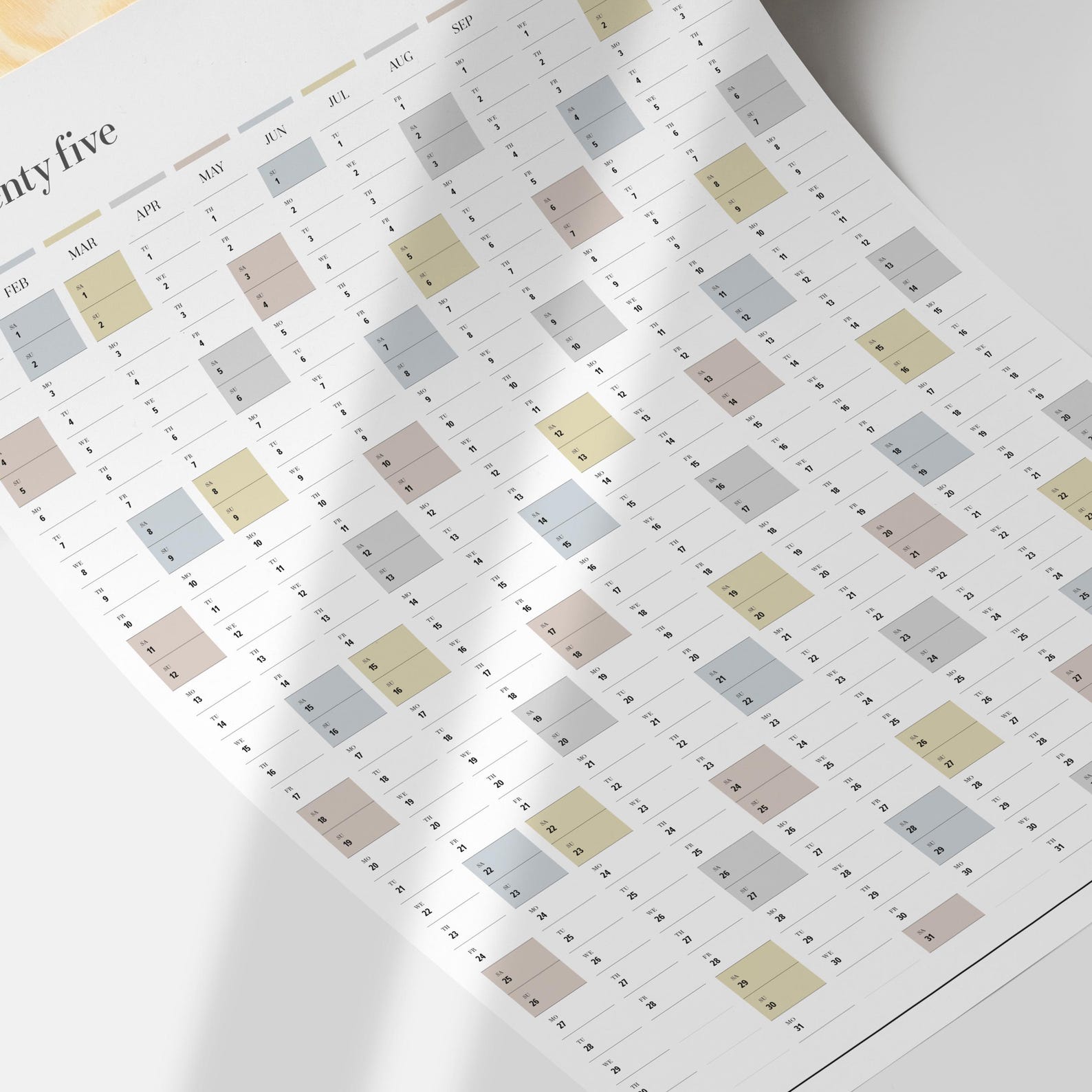 Printable PDF | 2025 Full Year Wall Planner | A2 & A1 Portrait Yearly ...