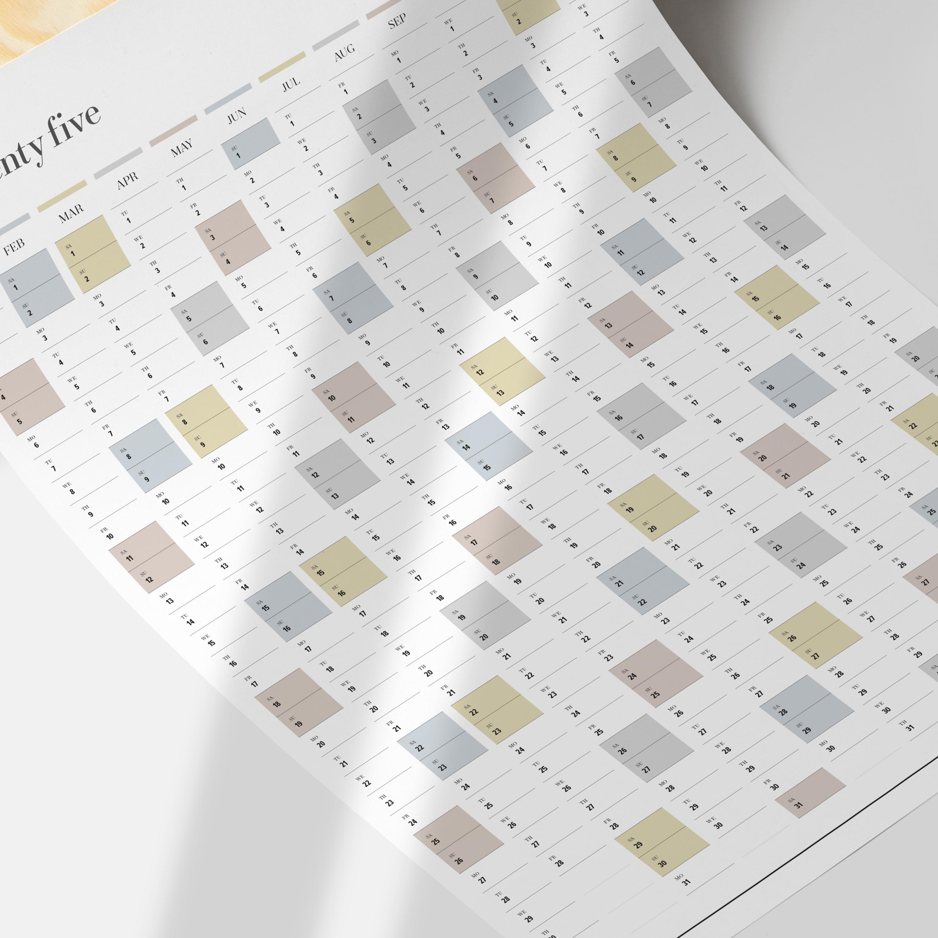 Printable PDF | 2025 Full Year Wall Planner | A2 & A1 Portrait Yearly ...