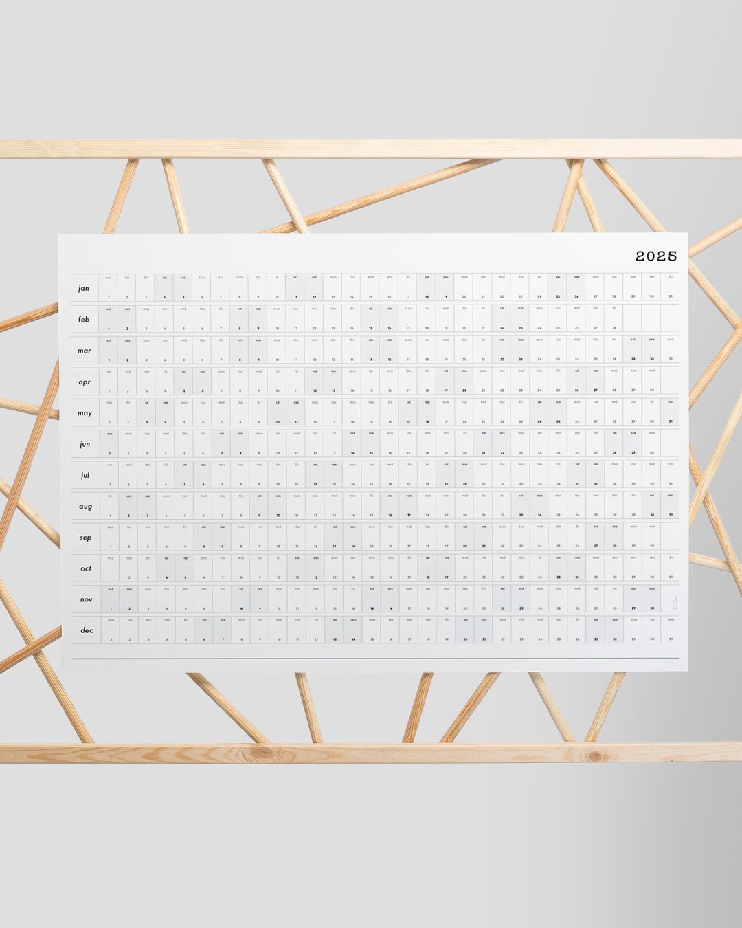 Printable PDF 2025 Full Year Box Wall Planner A2 & A1 Portrait Year ...