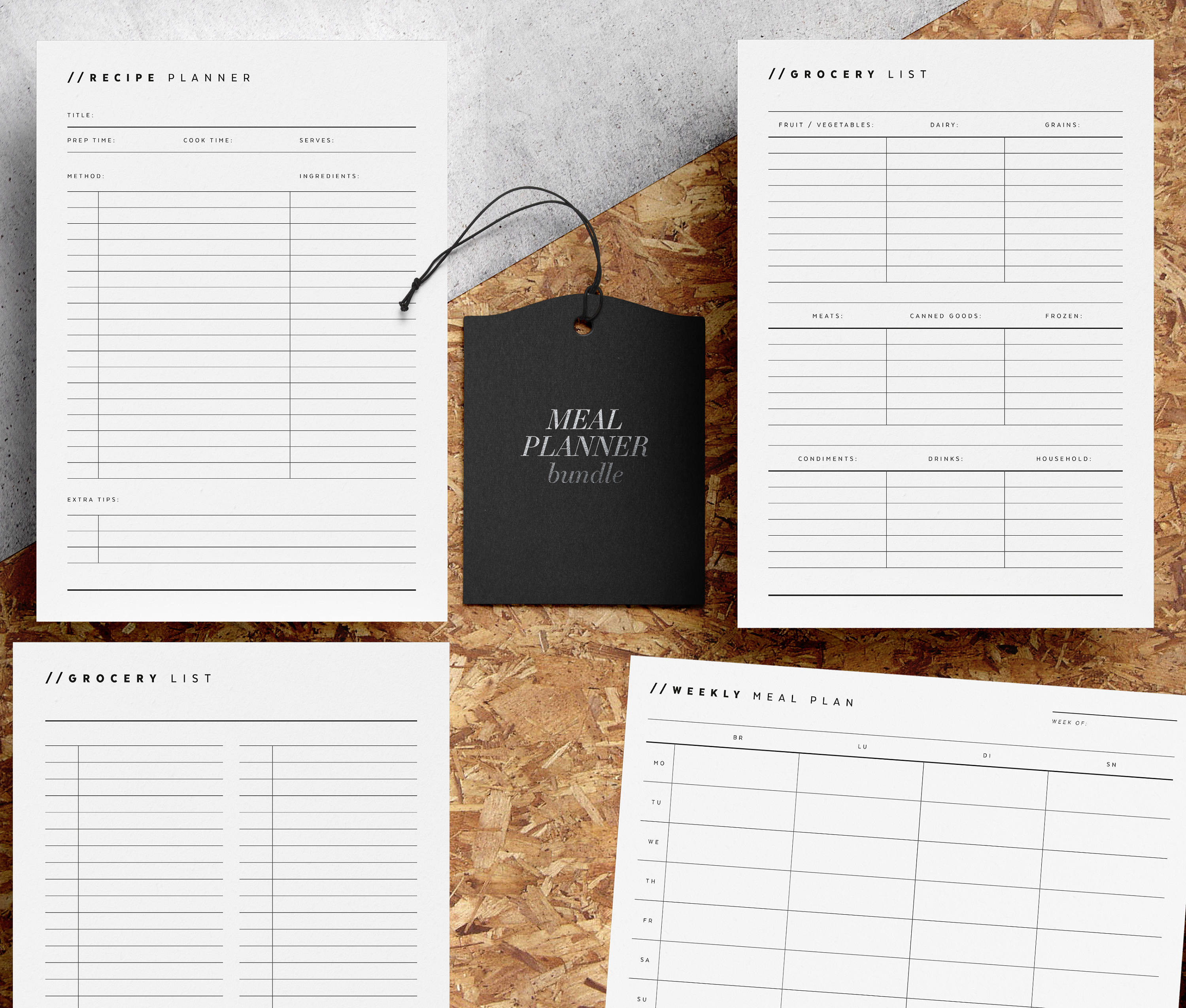 Printable Meal Planner Bundle Weekly Meal Planner Meal Schedule Grocery ...