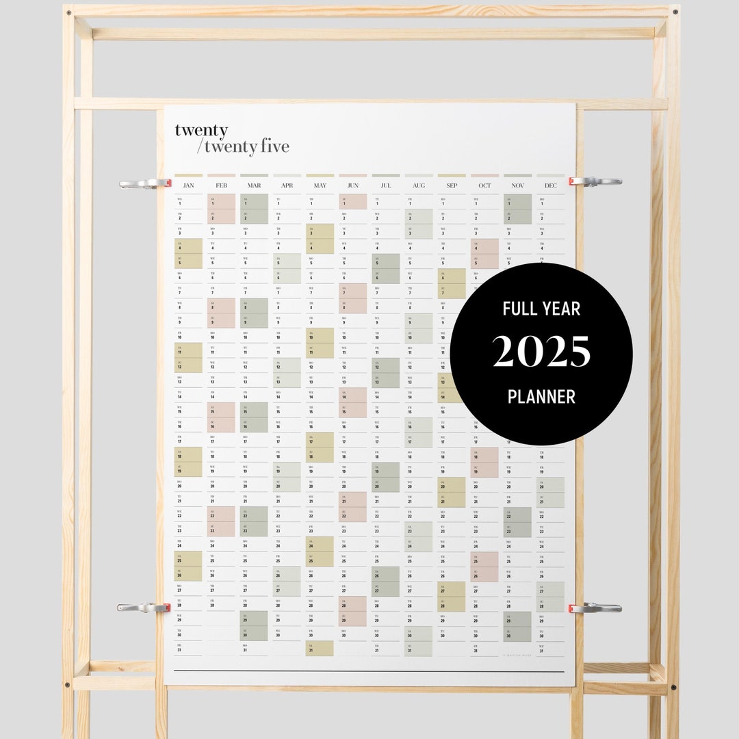 2025 Portrait Wall Planner | Printable PDF | A2 & A1 Yearly Calendar ...