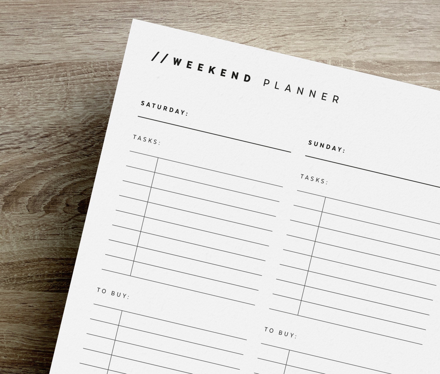 Weekend Planner Printable To Do List Inserts Day Tasks | Etsy