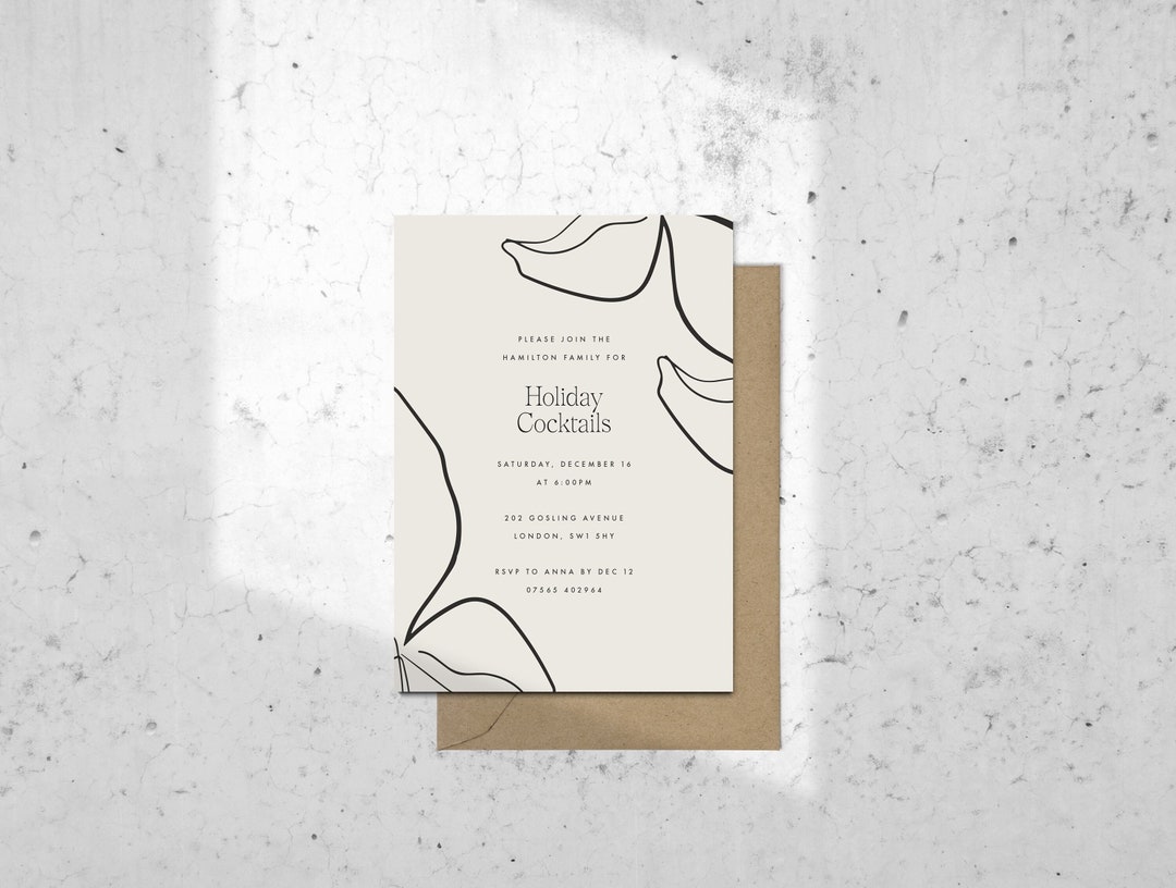 Minimal Botanical Party Invitation | Holiday Party | Cocktail Dinner ...
