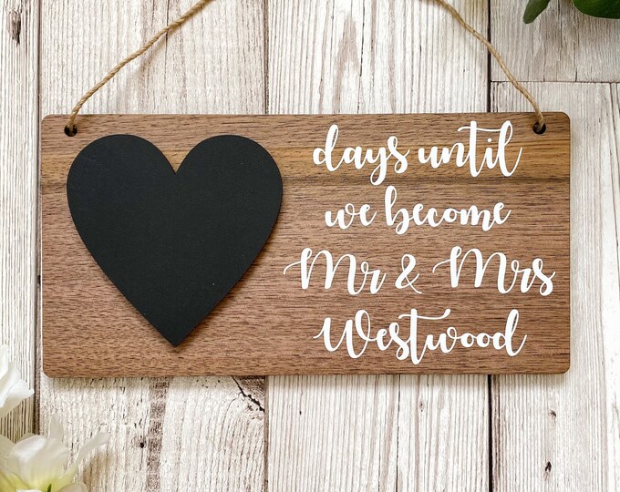 Wedding Countdown Plaque Engagement Gift Big Day Countdown - Etsy