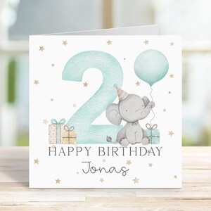 Personalised 2nd Birthday Card Number Two Blue Birthday Card Second ...