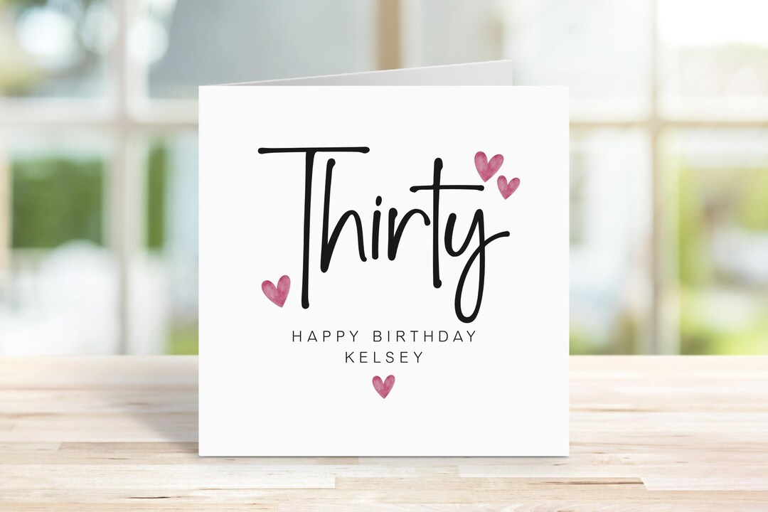 Personalised 30th Birthday Card ~ Simple Hearts Design ~ Thirty Cards ...