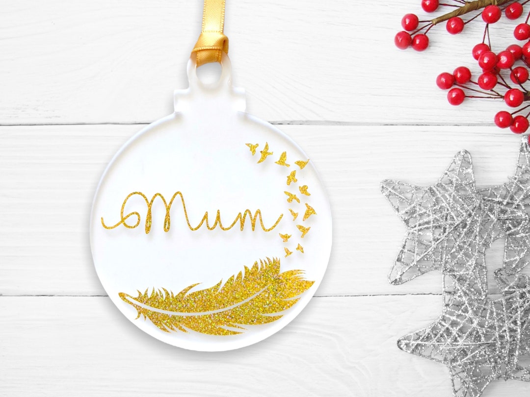 In Memory Bauble ~ Holographic Glitter Bauble ~ Feather Bauble ~ in ...