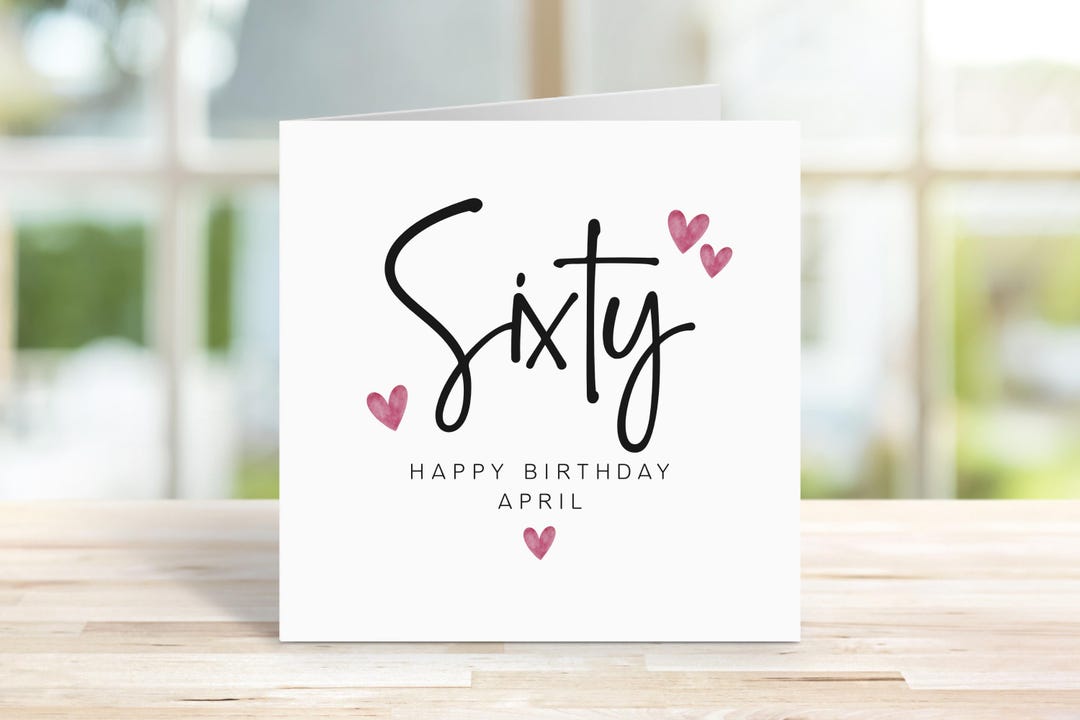Personalised 60th Birthday Card ~ Simple Hearts Design ~ Sixty Cards ...