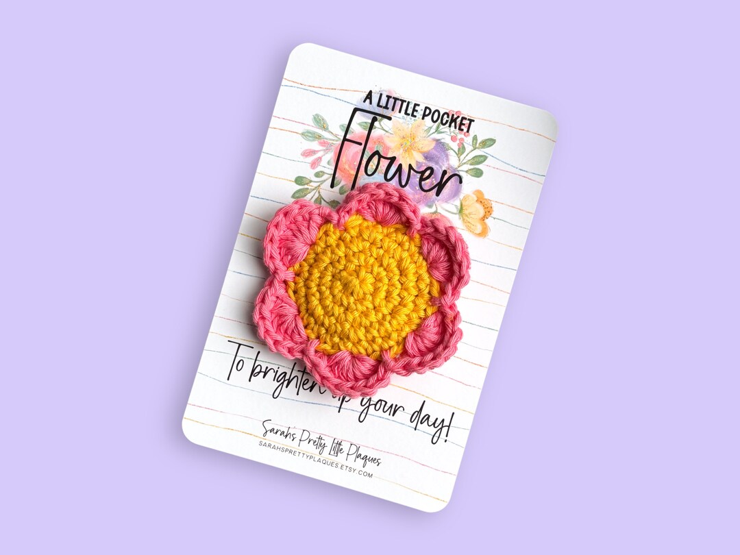 Flower Pocket Hug A Little Crochet Flower Crocheted Pocket Flower ...