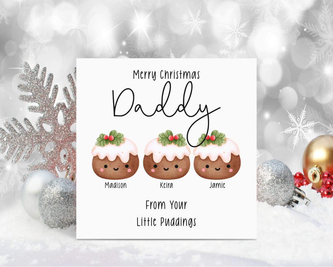 Personalised Daddy Christmas Card ~ Little Christmas Puddings Card ...