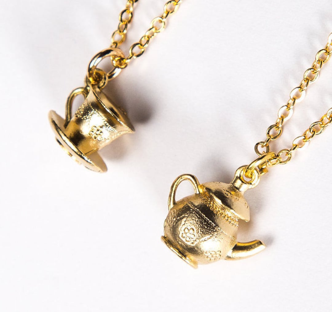 Teacup Necklace, Teacup and Teapot Necklace, Gold Teacup Necklace. - Etsy