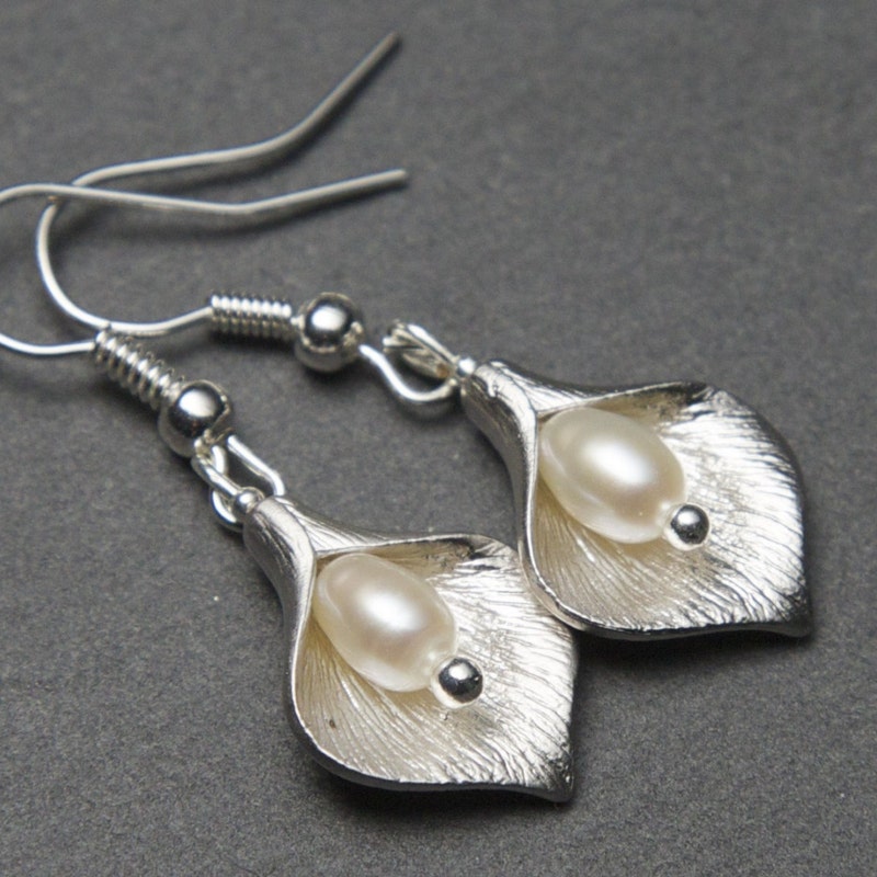 Earrings Silver Calla Lily - Etsy UK