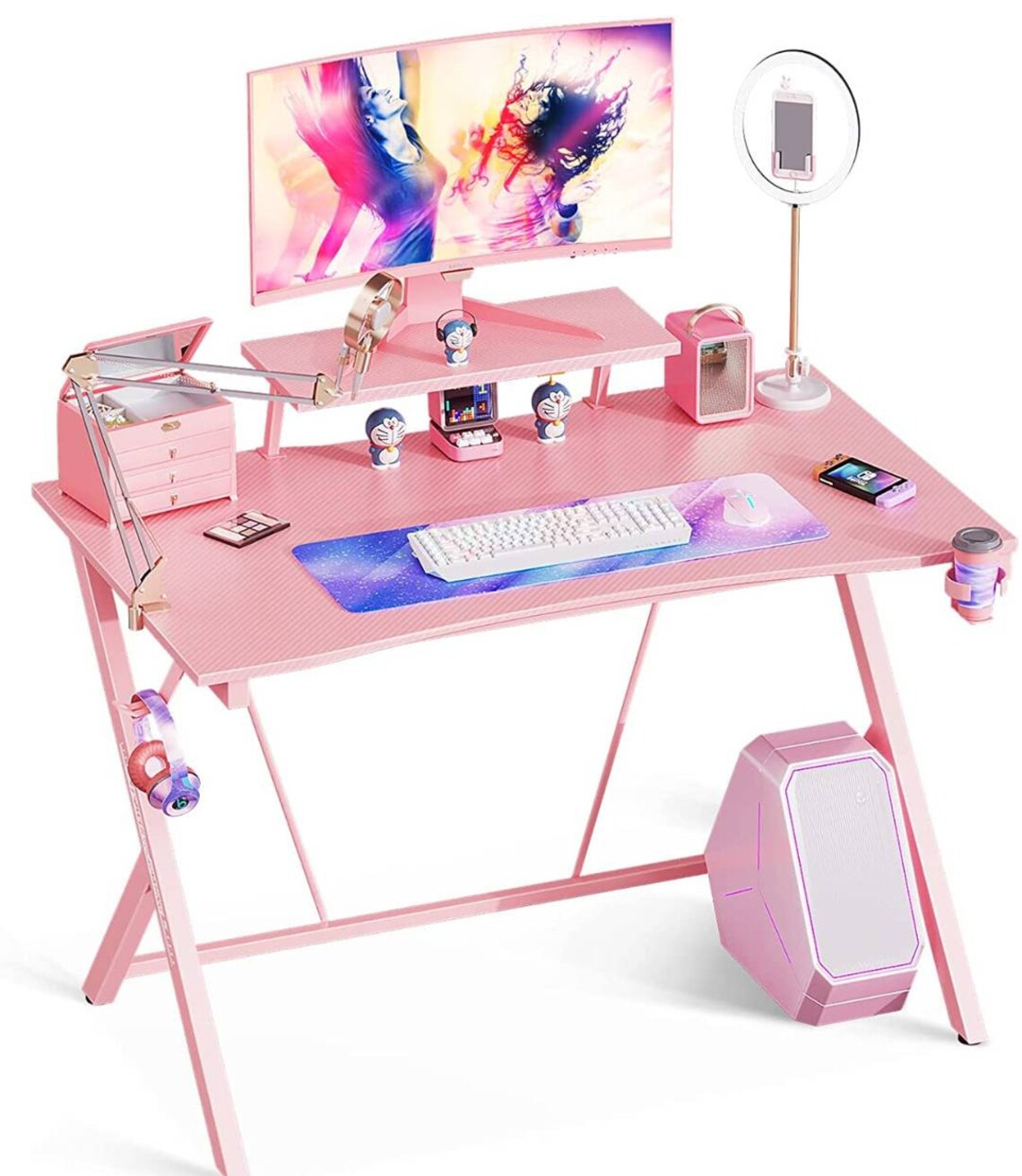 Pink Computer Desk Workstation Gaming Station | Etsy