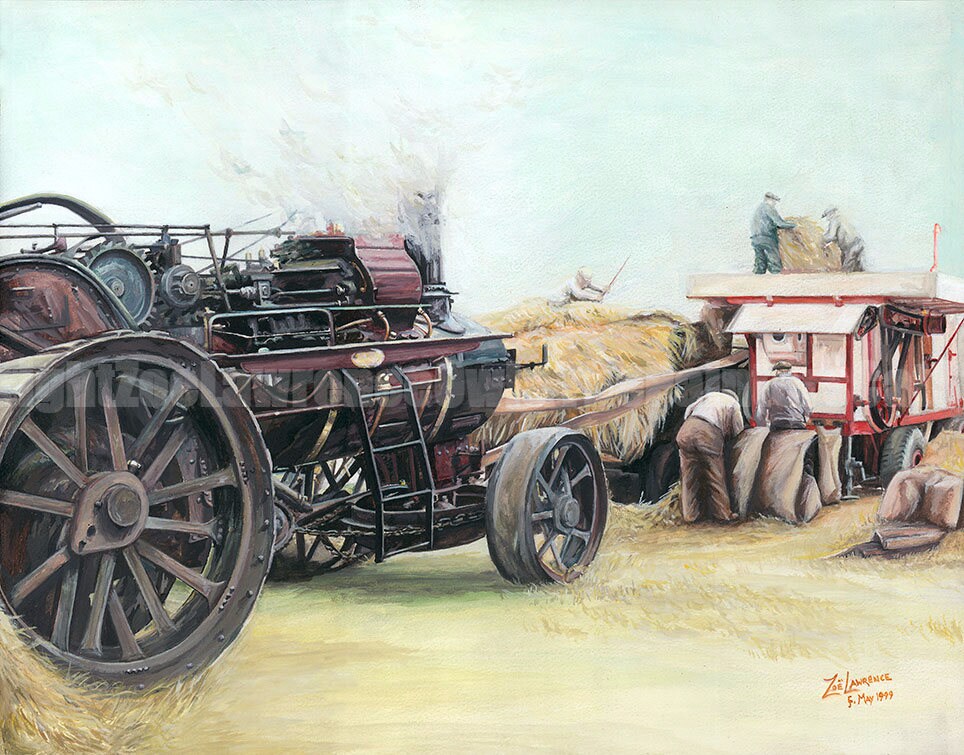 Steam Traction Engine Threshing Print From Original Painting,artist Zoe ...
