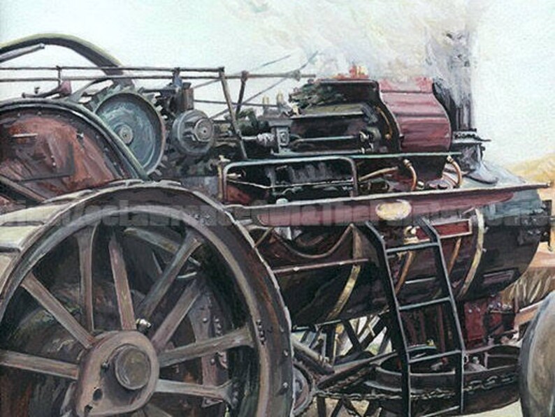 Steam Traction Engine Threshing Print From Original Painting,artist Zoe ...