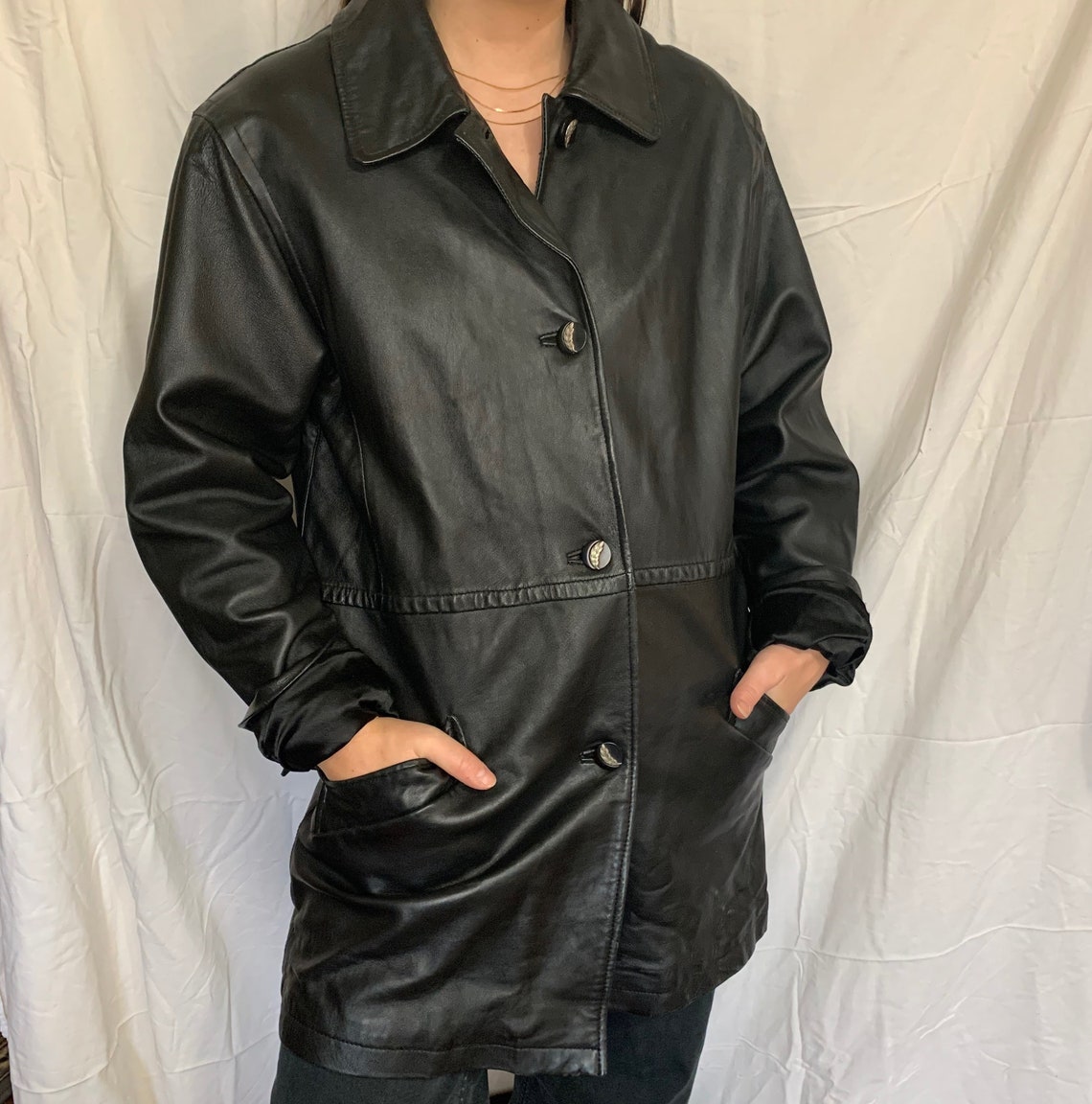 Vintage Leather Trench Coat - Etsy