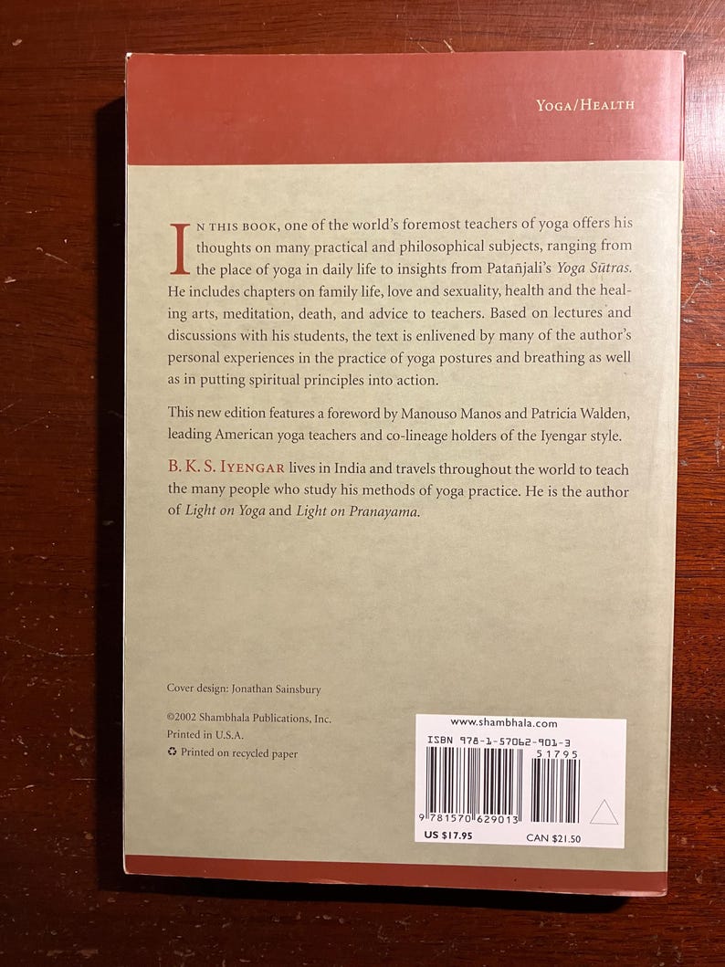 The Tree of Yoga B K S Iyengar Shambhala Classics 2002 2000s Vintage ...