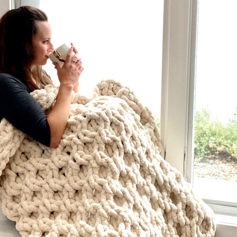 Hand Knit Throw - Etsy