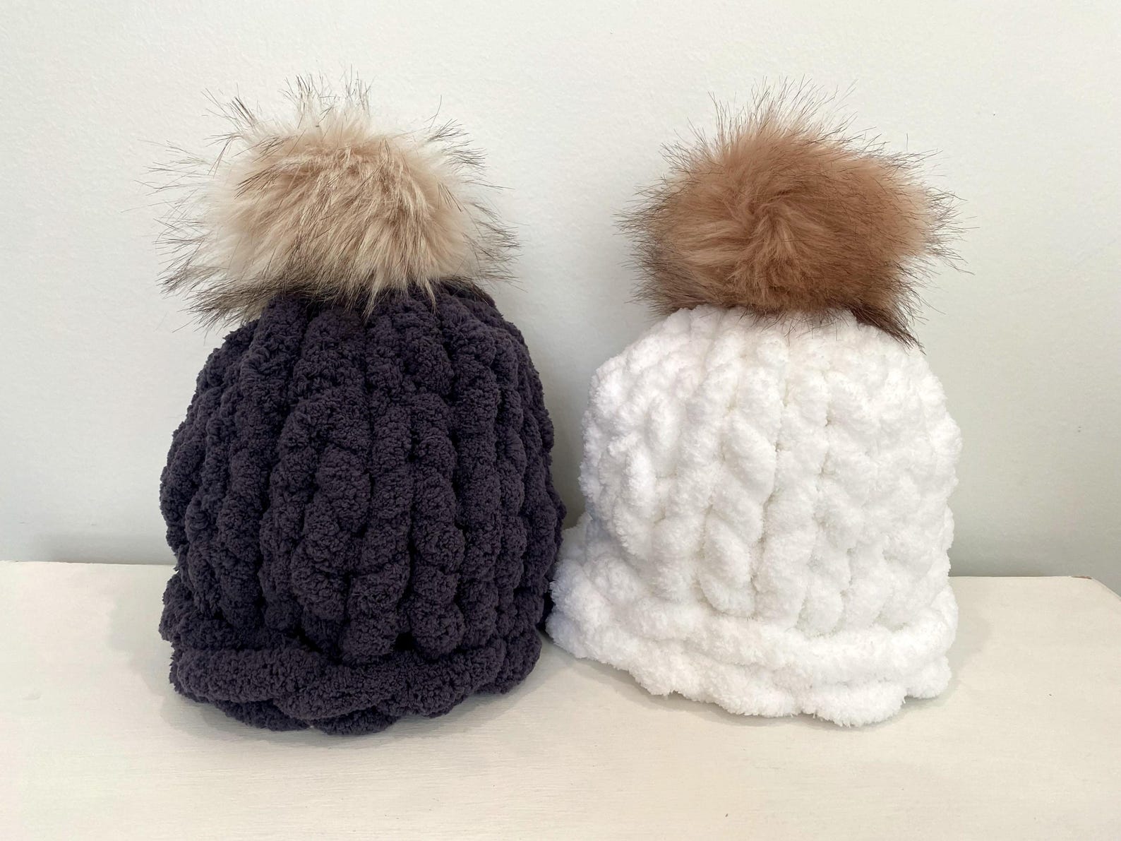 DIY Knit Kit, Hand Knit Kit, Chunky Knit Hat Kit, Soft Chenille Beanie ...