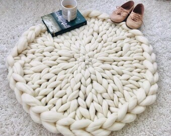 Hand Knit Rug | Etsy