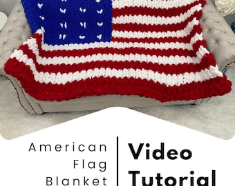 Chunky Hand Knit American Flag Throw Blanket - Etsy