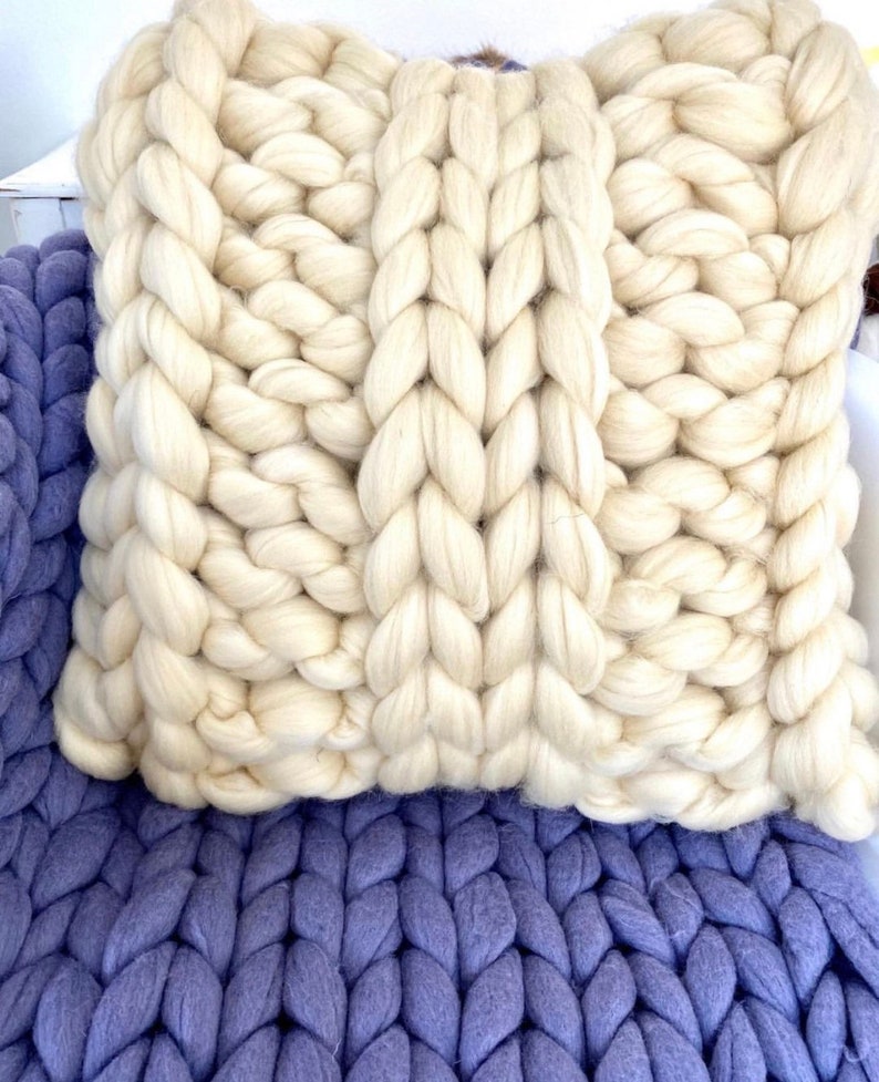 Square Pillow, Chunky Knit Merino Wool Pillow, Giant Square Throw - Etsy