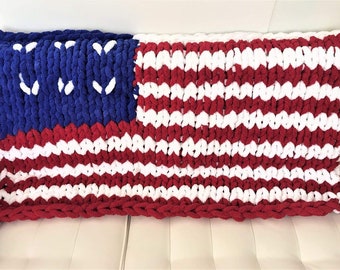 American Flag Knitting Pattern and Tutorial Instructions for Bulky Yarn ...