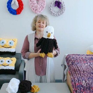 Baby BALD EAGLE Plushie, Video Tutorial, Hand Knitting - Etsy