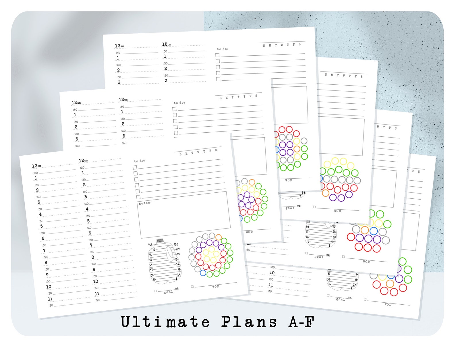 Printable Daily Portion and Hydration Planner 24 Hour to Dos Note Block ...