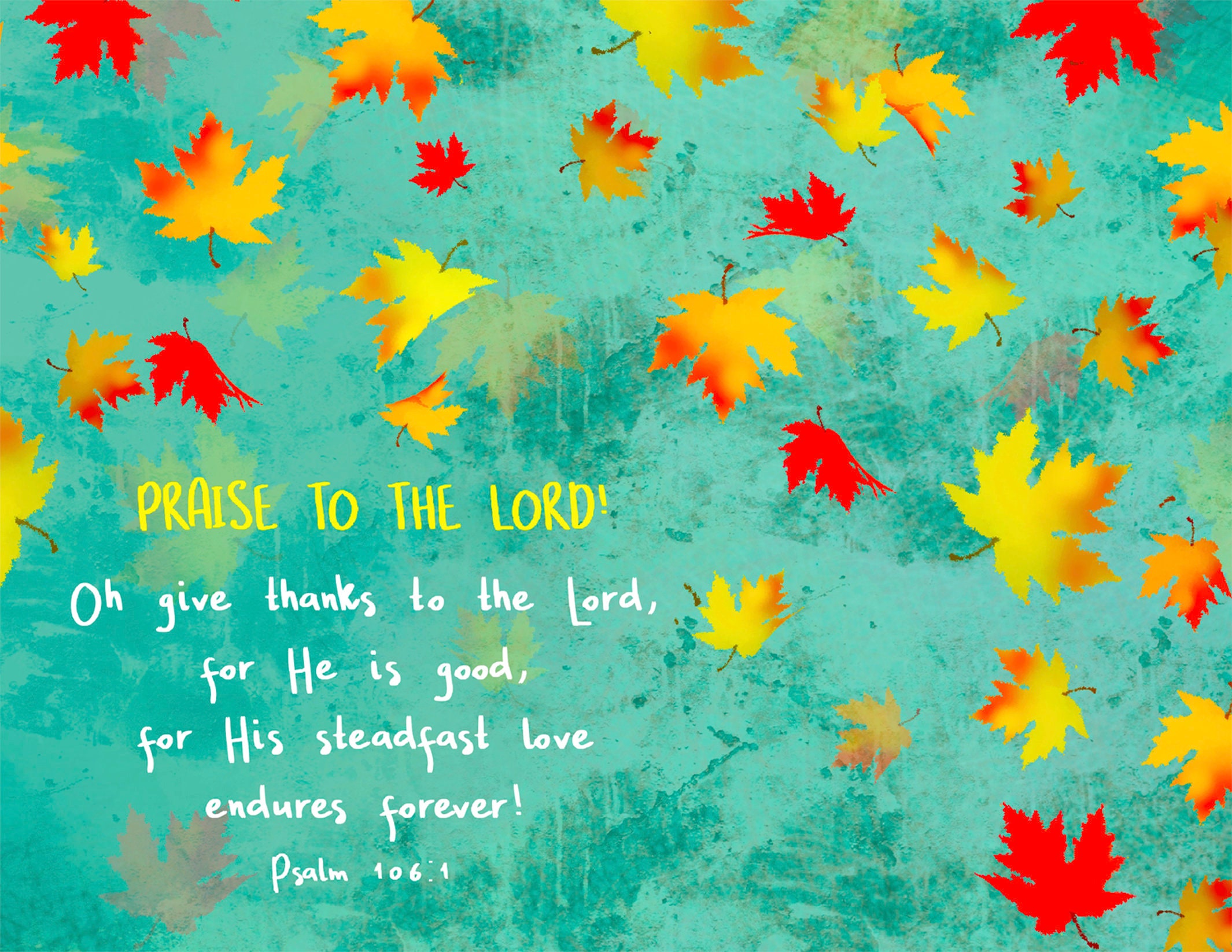 Scripture Thanksgiving Card Featuring Psalm 106:1 and Maple Leaves in ...