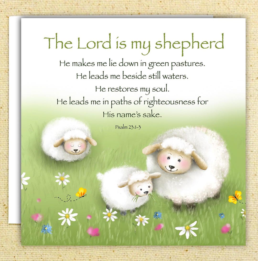 Sheep Psalms 23 Scripture Card, Christian Greeting Card - Etsy