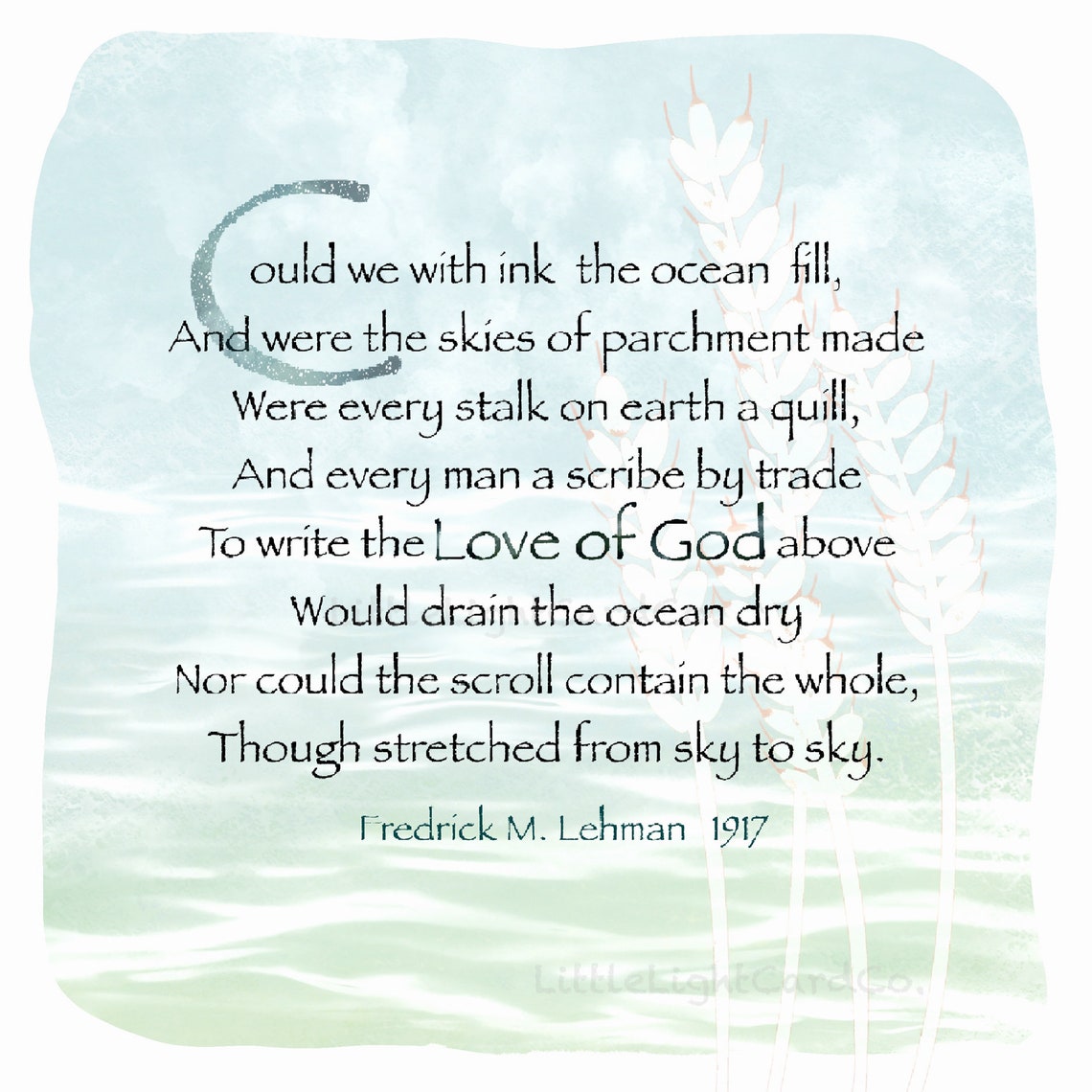 Christian Note Card Featuring the Hymn the Love of - Etsy