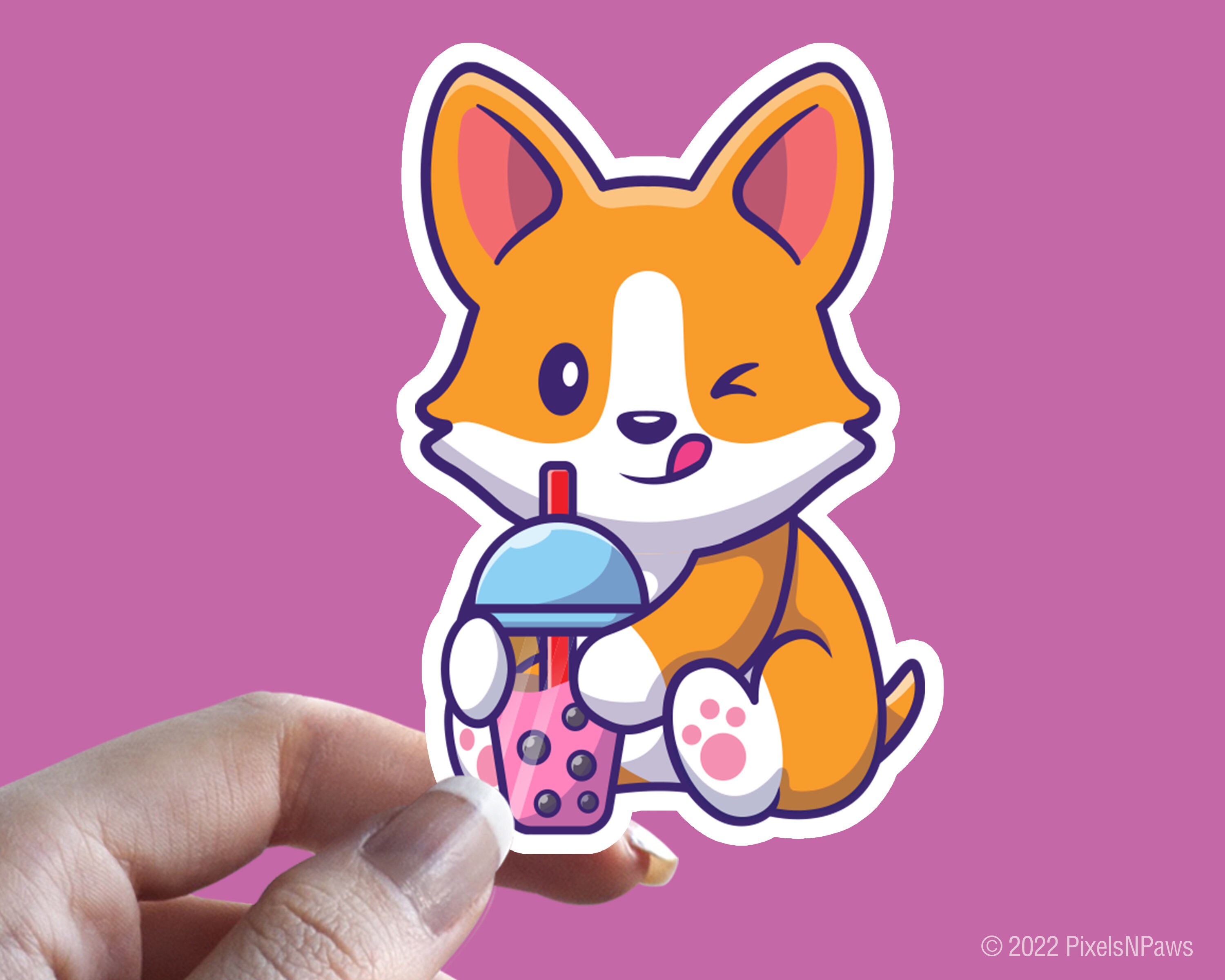 Corgi Bubble Tea Cute Corgi Sticker Corgi Boba Corgi - Etsy