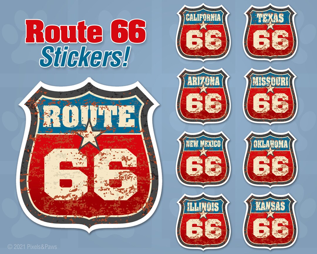 Route 66 Stickers: US Road Trip Decals - Etsy