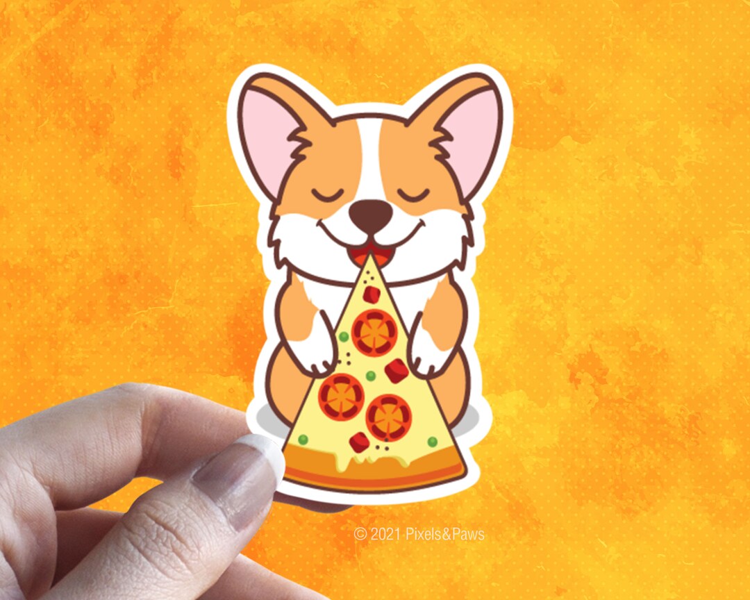 Pizza Loving Corgi Sticker, Corgi Pizza, Pizza Lover, Corgi Sticker ...