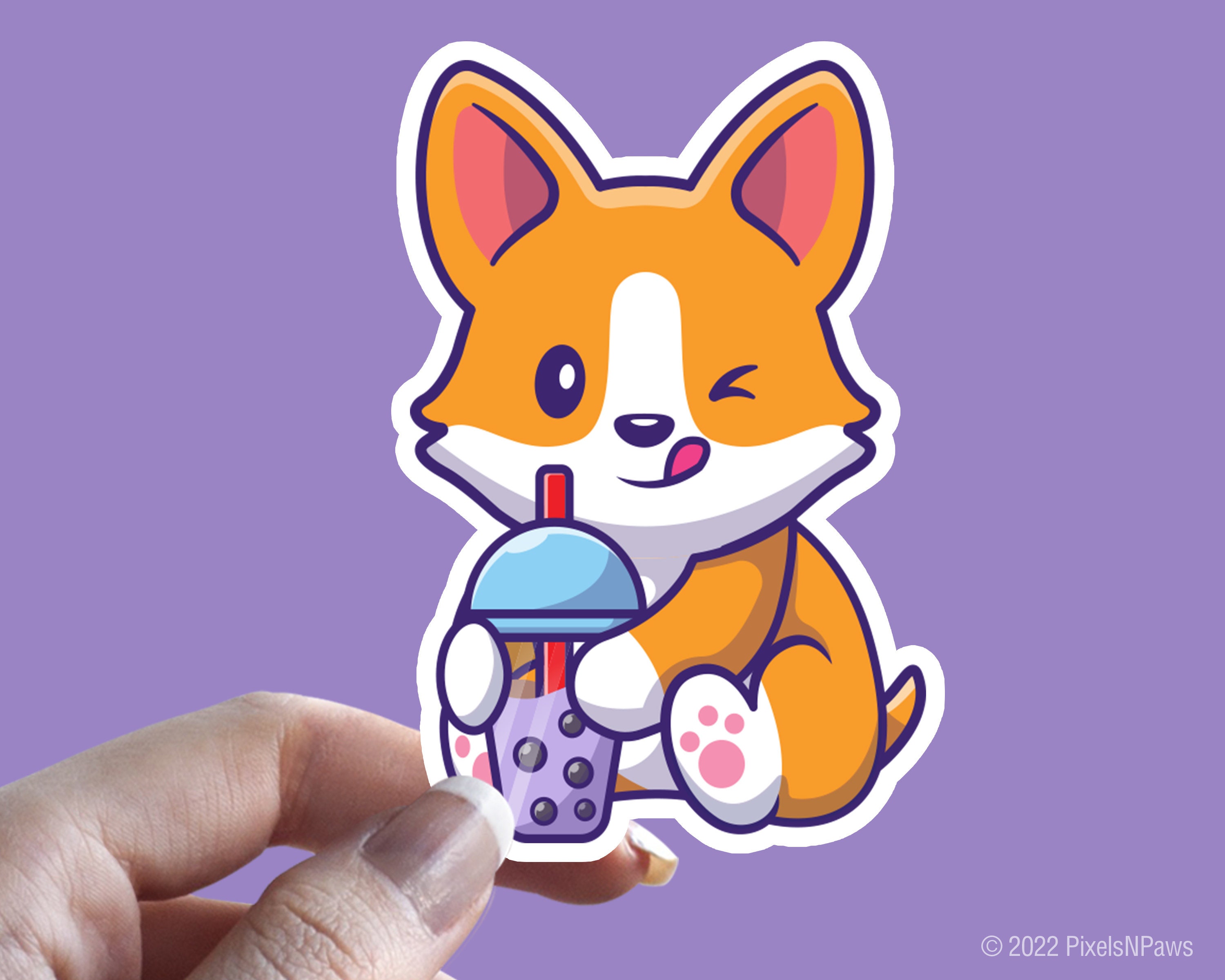 Corgi Bubble Tea Cute Corgi Sticker Corgi Boba Corgi - Etsy