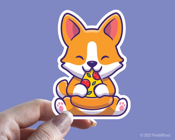 Corgi Pizza Cute Corgi Eating Pizza Sticker Dog Lover Corgi - Etsy