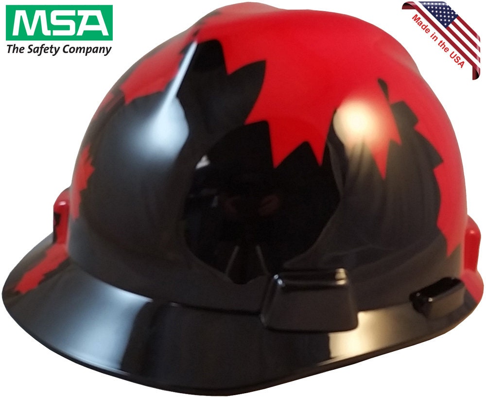 MSA V-gard Canadian Flag Hard Hat With Black Shell - Etsy