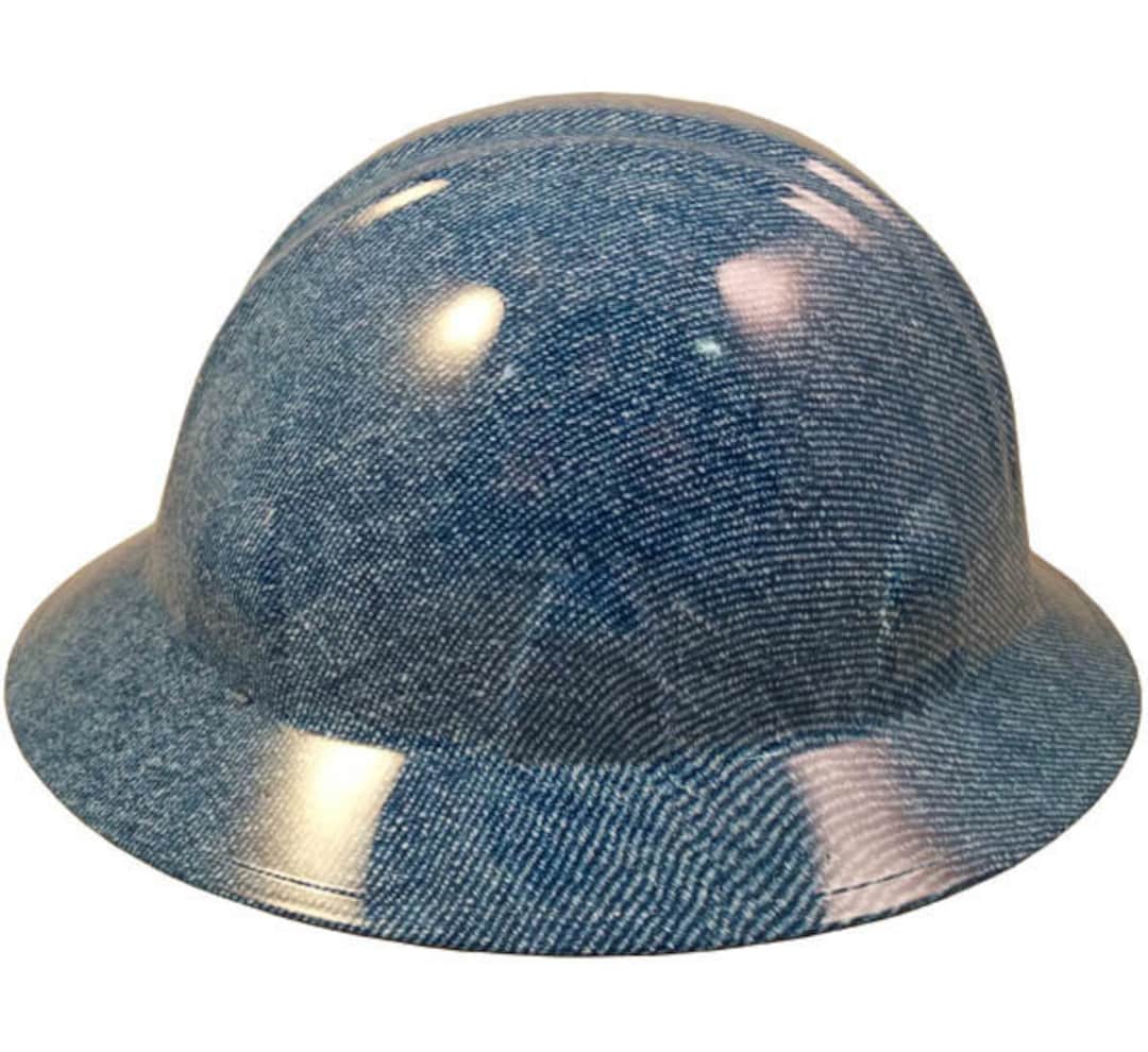 Blue Denim Hydro Dipped Hard Hats Full Brim Style With Tote - Etsy