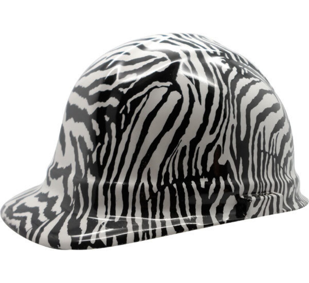White Zebra Hydro Dipped Cap Style Hard Hat With Tote - Etsy