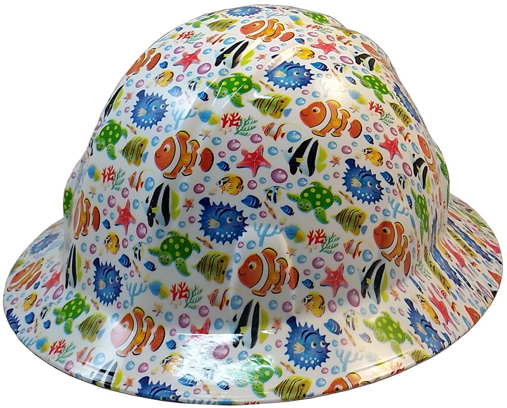 Cartoon Fish Full Brim Hydro Dipped Hard hat | Etsy